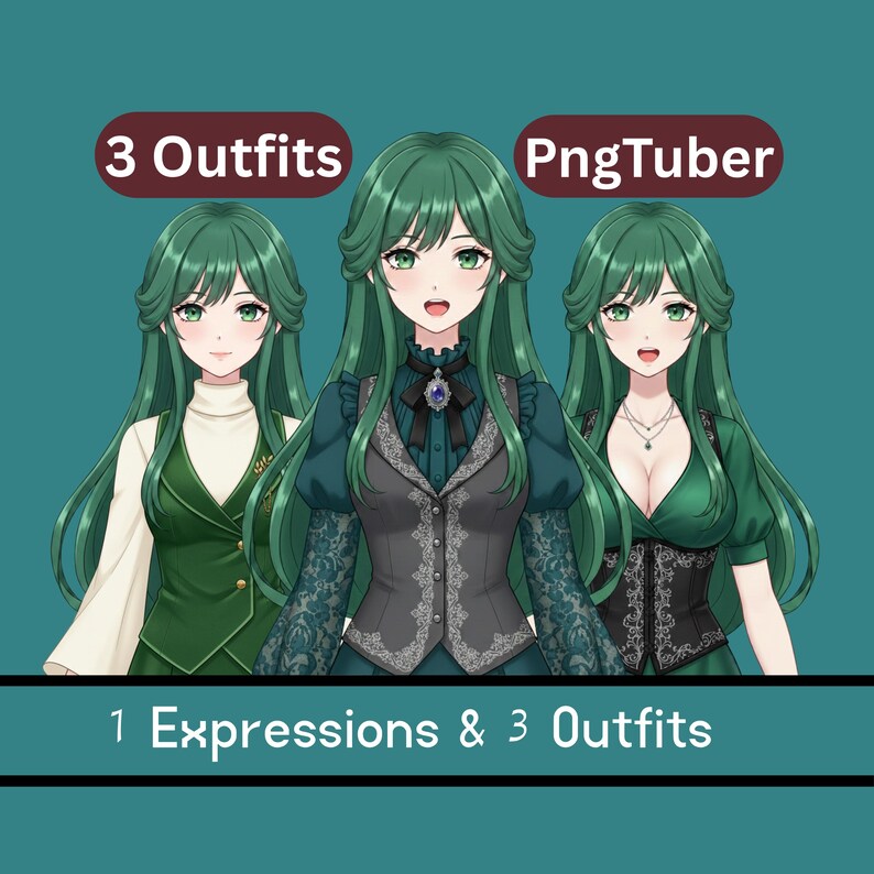 Female Pngtuber Model | Free Pngtuber| 3 Outfits, Ready-to-use ...