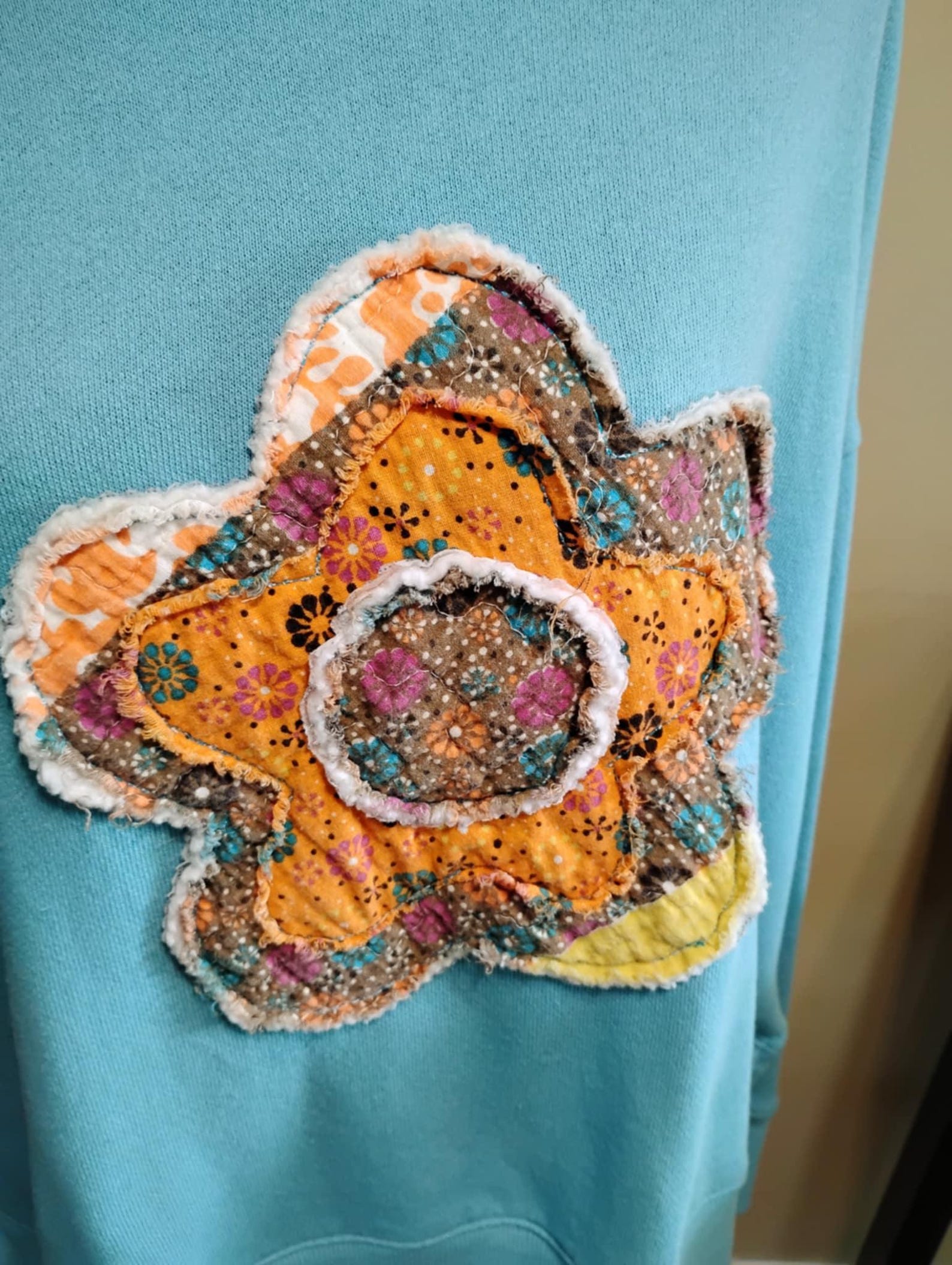 Upcycled Blue Flower Power Sweatshirt Size Large - Etsy
