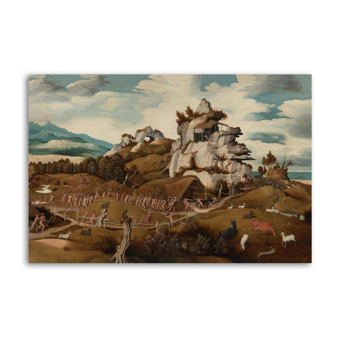 Jan Mostaert - Landscape With a Scene of the Conquest of America Poster ...