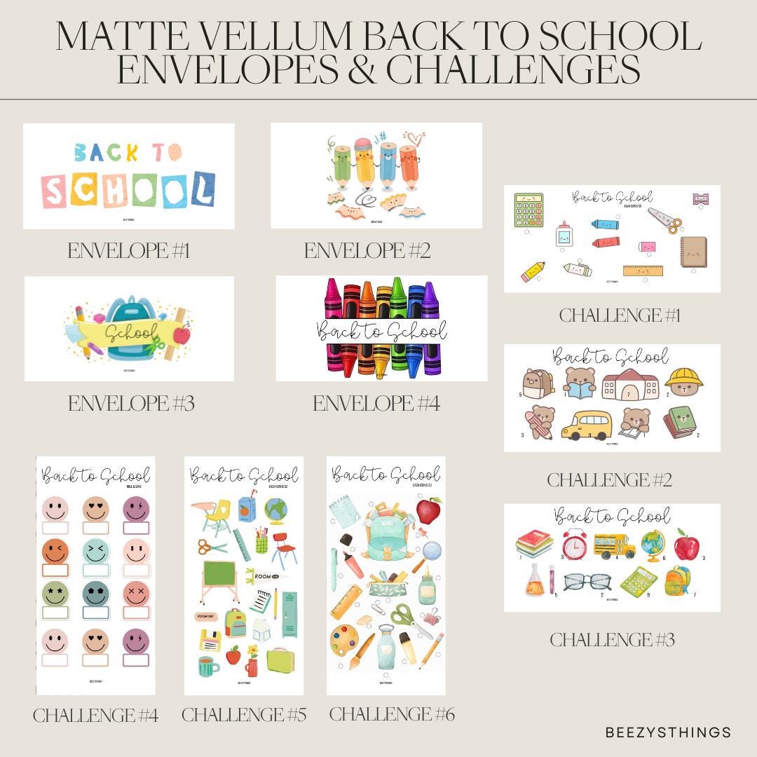 Back to School Matte Vellum Envelopes and Challenges - Etsy