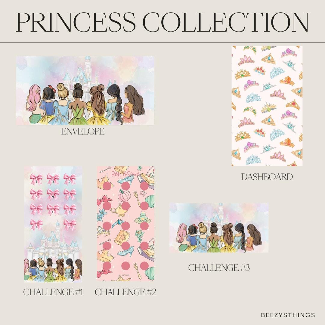 Princess Budgeting Collection | Cash Stuffing Set | Dashboard, Matte ...