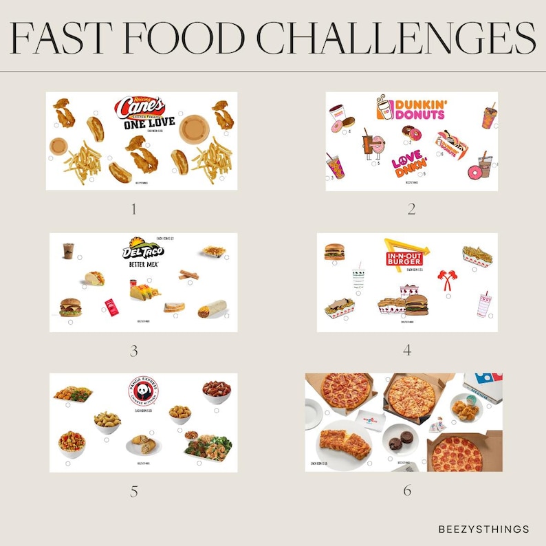 Fast Food Challenges - Glossy and Matte Vellum - Etsy