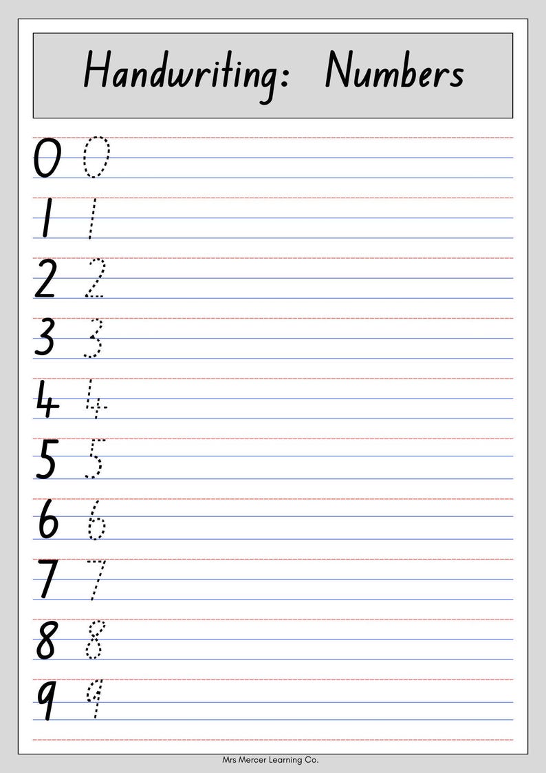 Number Handwriting Worksheets | Printable Number Writing Practice for ...