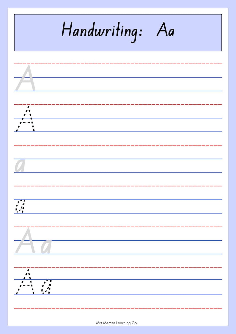 Alphabet Handwriting Worksheets A–Z | Printable Letter Writing Practice ...