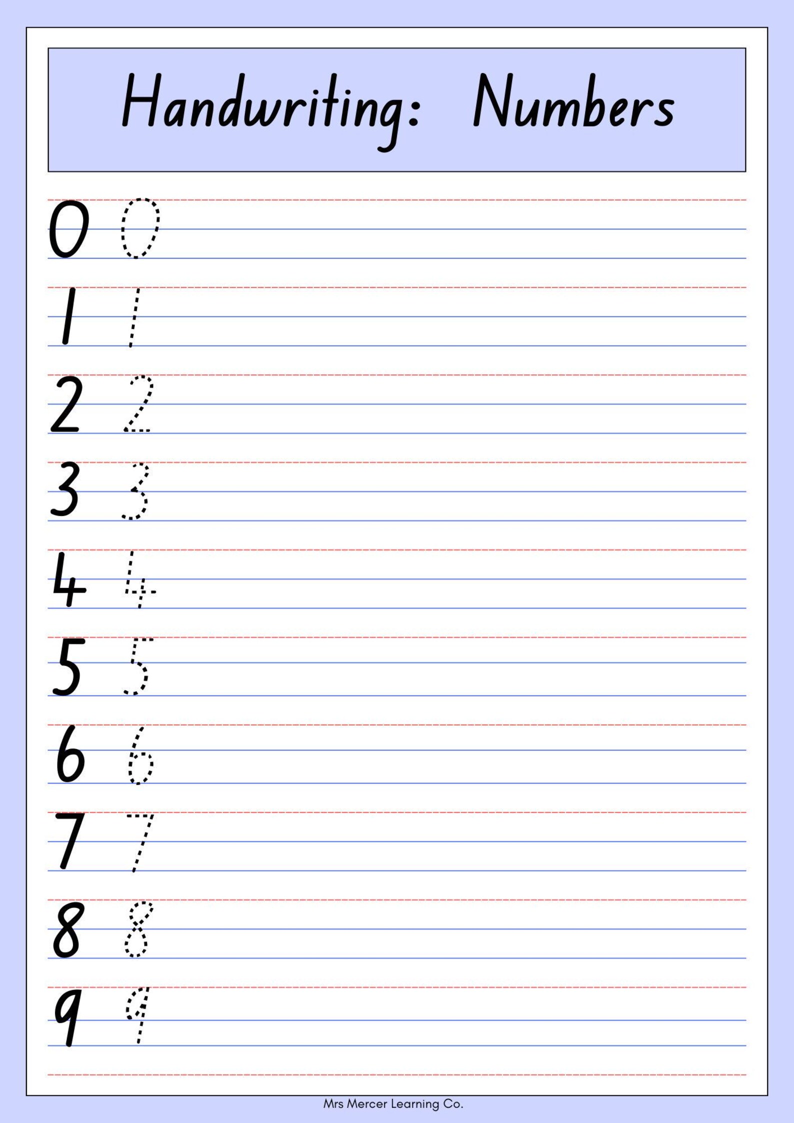 Number Handwriting Worksheets | Printable Number Writing Practice for ...