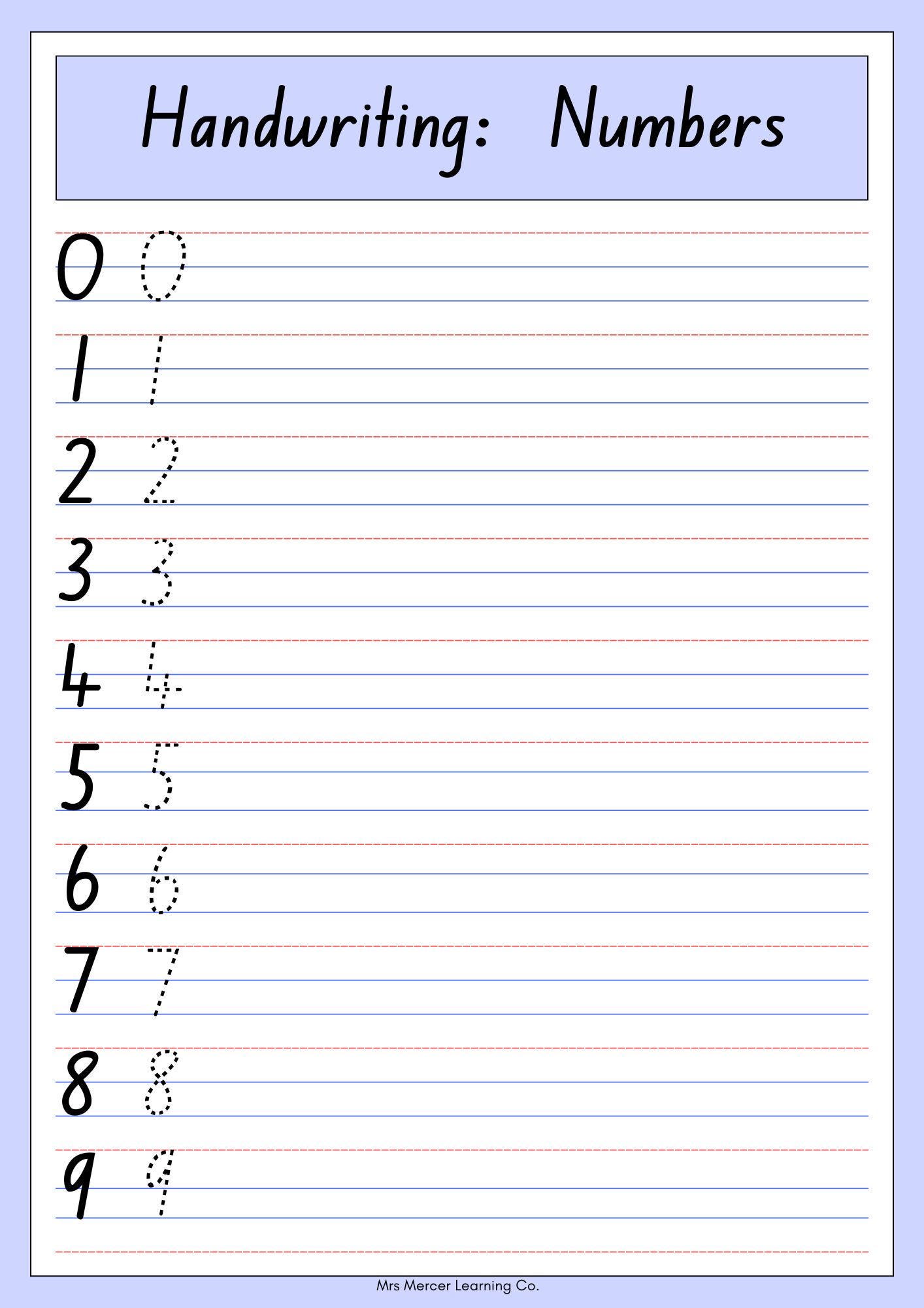 Number Handwriting Worksheets | Printable Number Writing Practice for ...