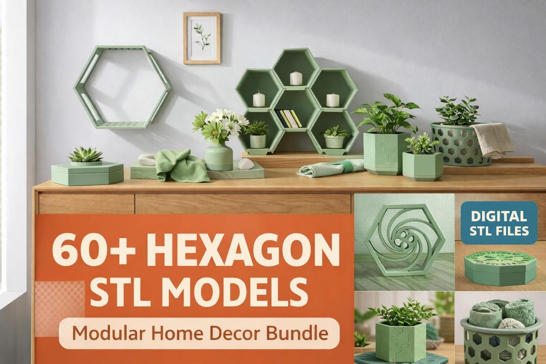Hexagon Home Decor STL Bundle | Modular Honeycomb Shelves, Planters ...