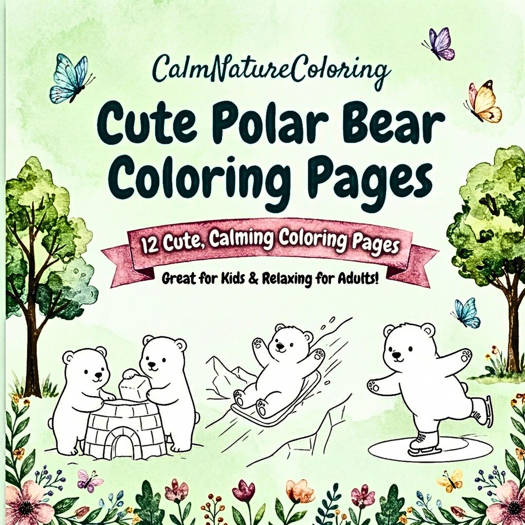 Polar Bear Coloring Printable, Calm Arctic Animal Theme, Mindful Kids ...