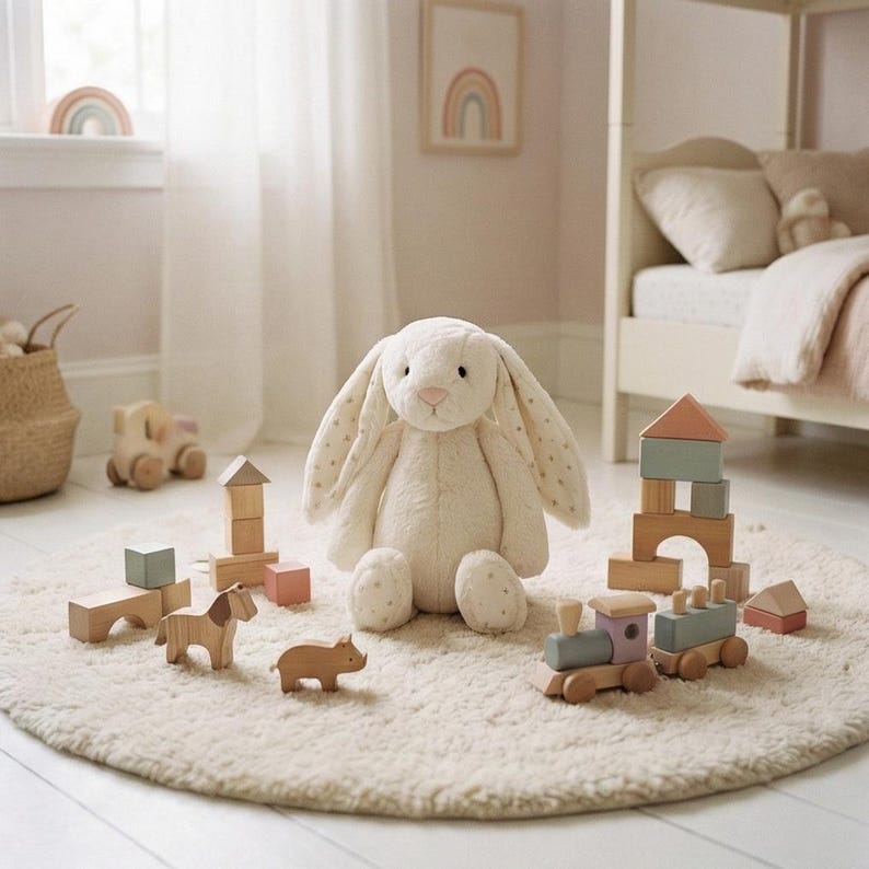 Jellycat Bashful Twinkle Bunny Plush, Silver Star Ear Rabbit, Cream ...