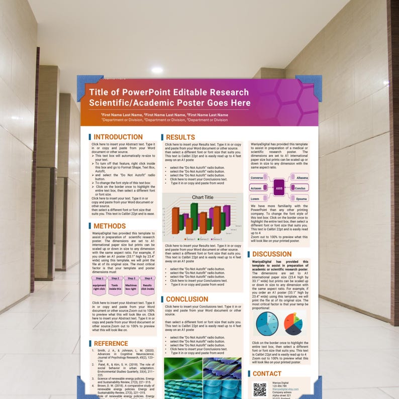 Research Poster Template A1 Portrait | Editable Powerpoint for Academic ...