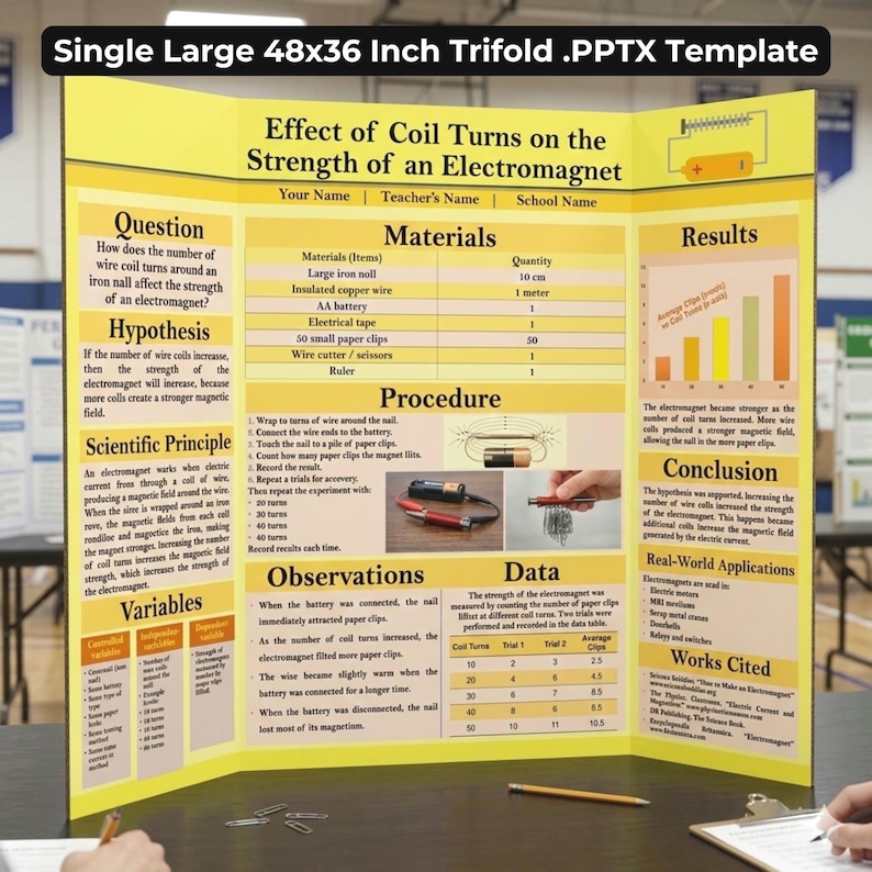 Editable Science Fair Poster Template | Trifold Display Board 48x36 ...