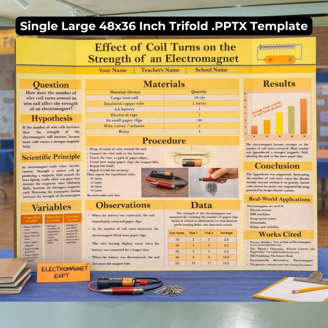 Editable Science Fair Poster Template | Trifold Display Board 48x36 ...