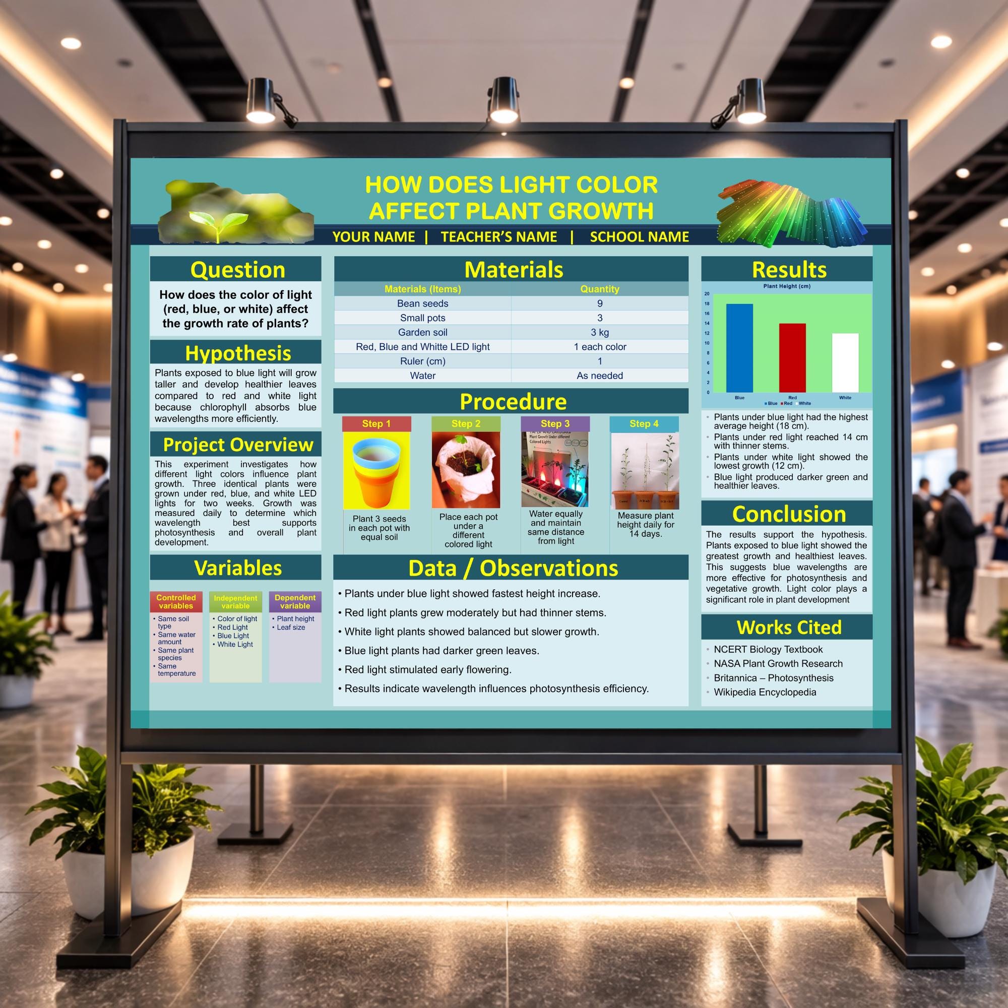 Science Fair Poster Template 48x36 | Trifold Display Board | Editable ...