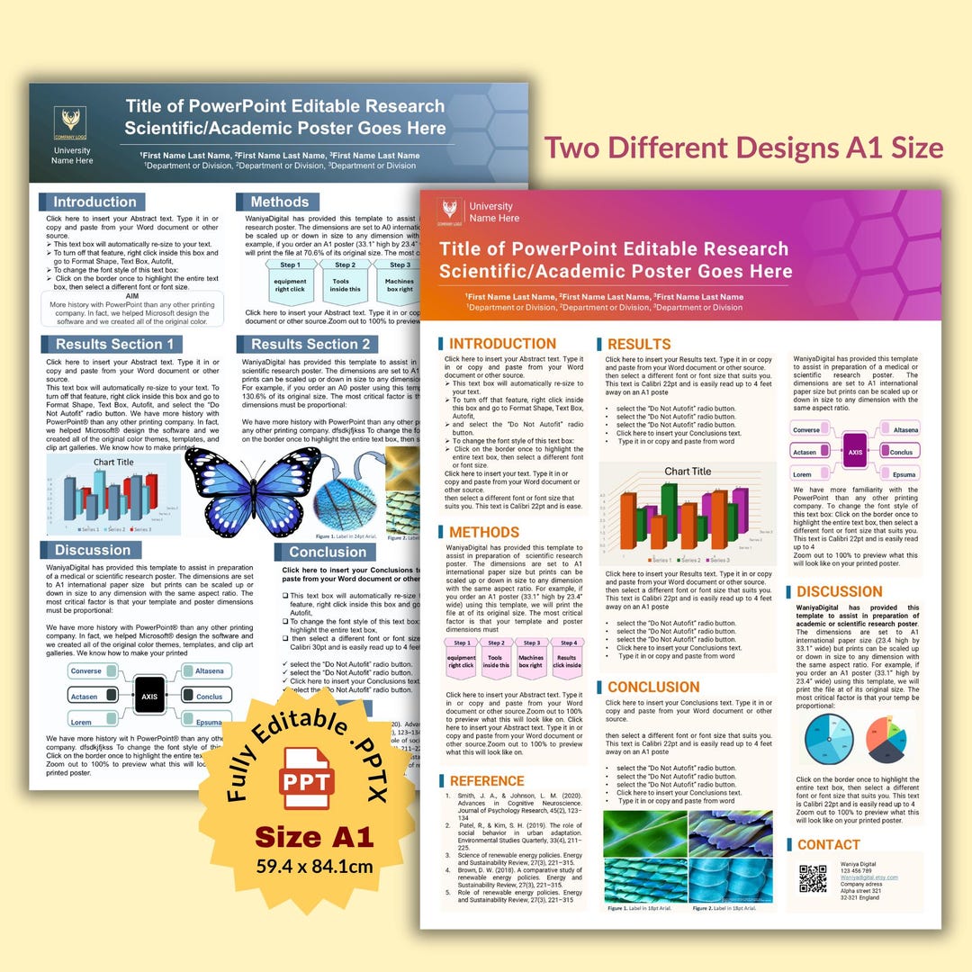 Research Poster Template A1 Portrait | Editable Powerpoint for Academic ...