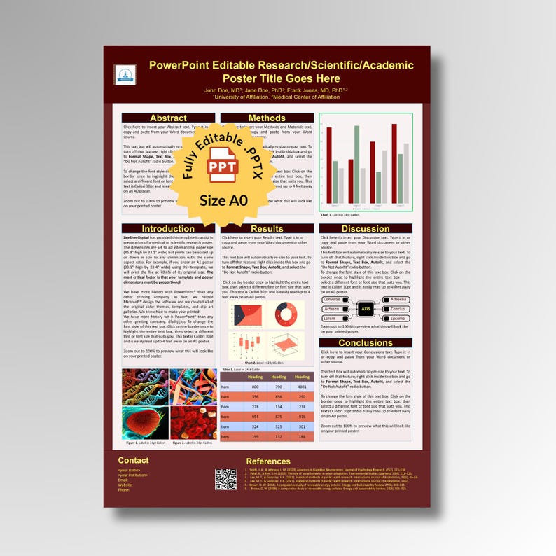 Editable A0 Research Poster Template | Scientific Conference Powerpoint ...