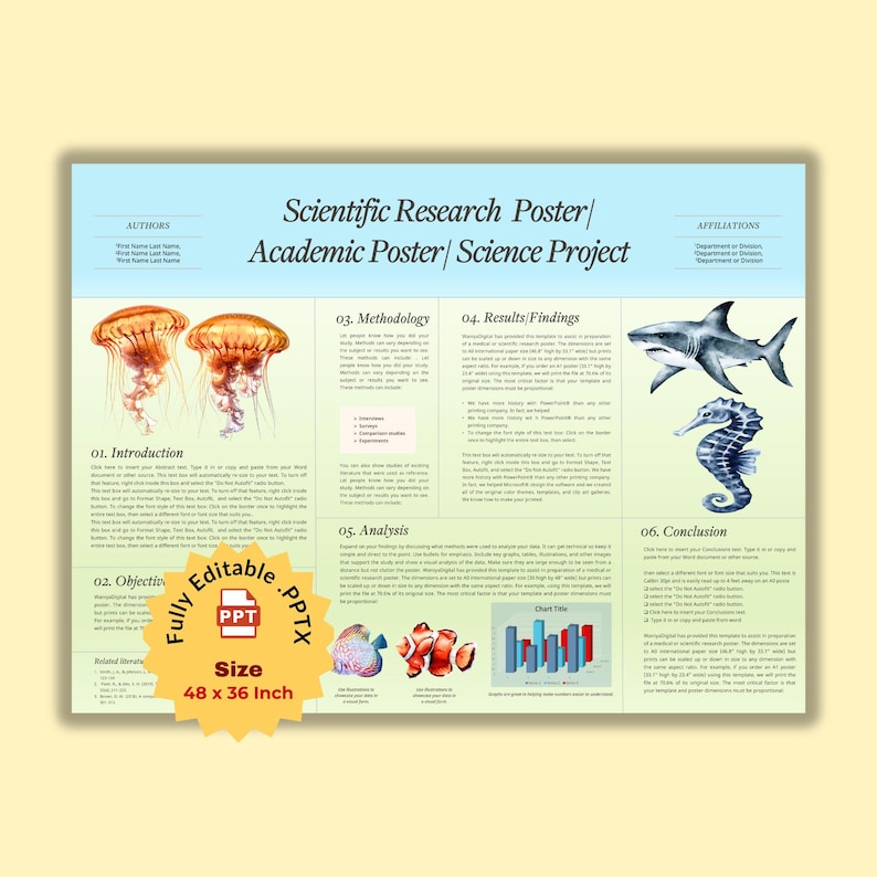 Editable Science Fair Poster Template | 48x36 Inch Powerpoint (digital ...