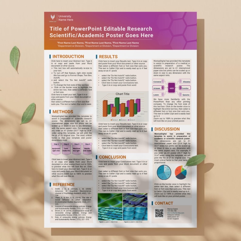 Research Poster Template A1 Portrait | Editable Powerpoint for Academic ...