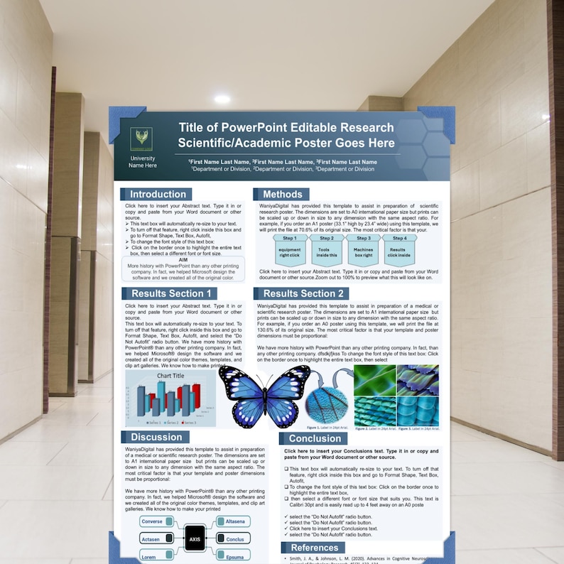 Research Poster Template A1 Portrait | Editable Powerpoint for Academic ...