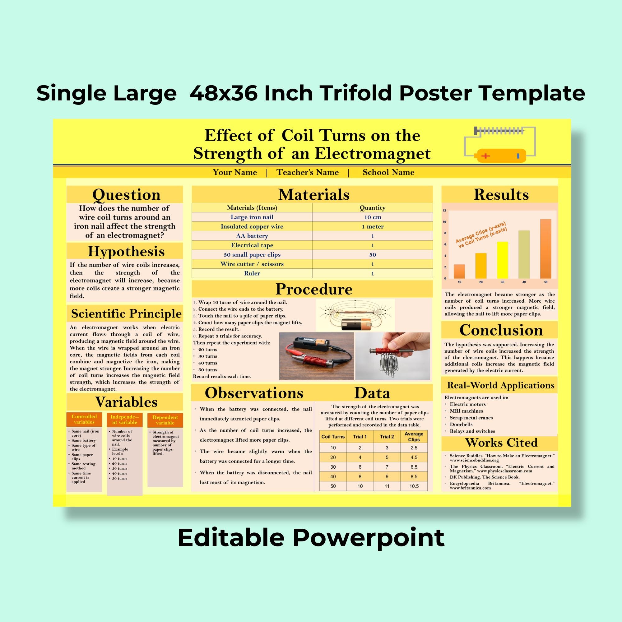 Editable Science Fair Poster Template | Trifold Display Board 48x36 ...
