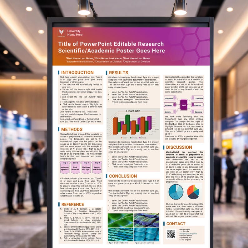 Research Poster Template A1 Portrait | Editable Powerpoint for Academic ...