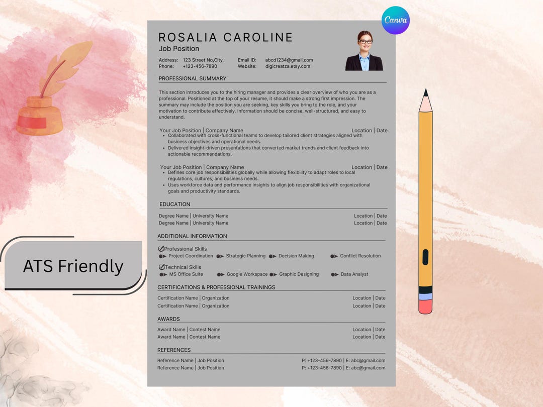 Modern ATS Resume Template | Executive and Professional Resume | Cover ...