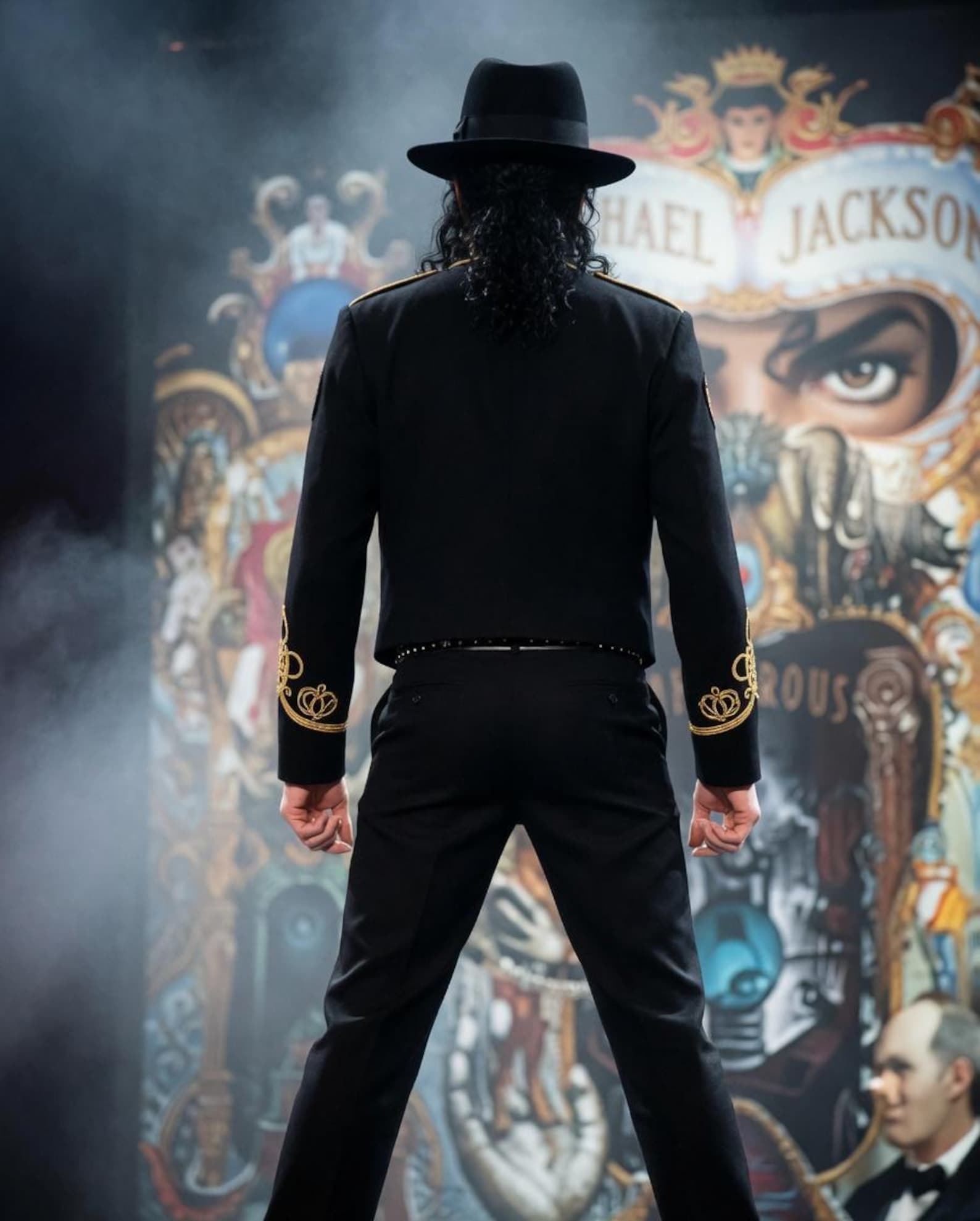 Men’s Black Military Jacket Gold Braid MJ Style Dance Performance ...