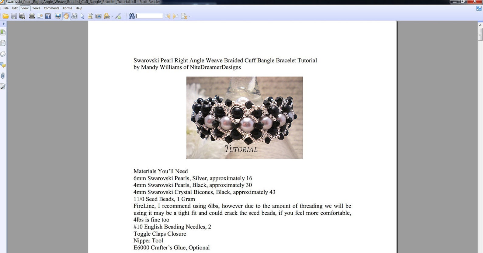 Tutorial PDF Right Angle Weave Swarovski Pearl Braided Cuff Bangle ...