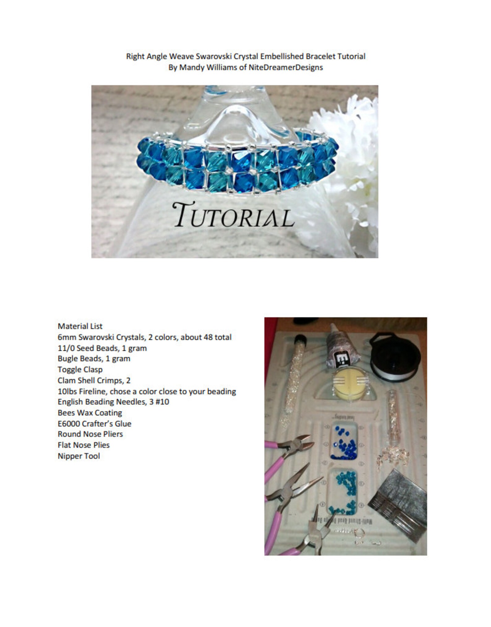 Tutorial PDF Right Angle Weave Swarovski Crystal Embellished Bracelet ...