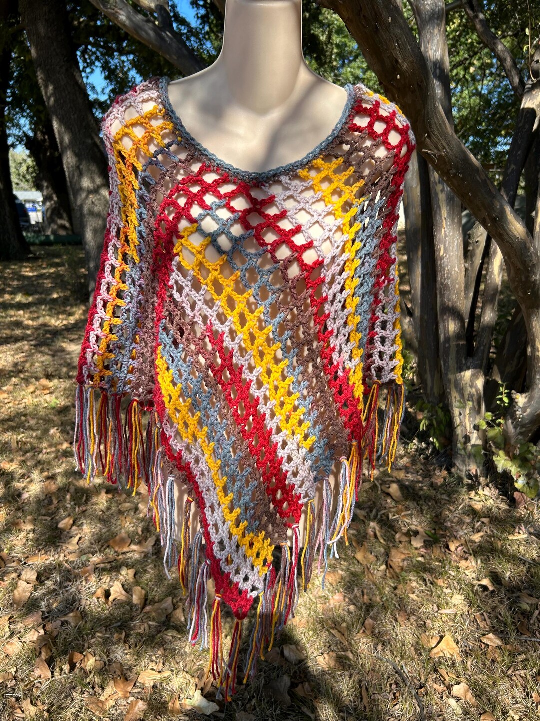 Crochet Poncho Handmade Original Design Autumn Colors - Etsy