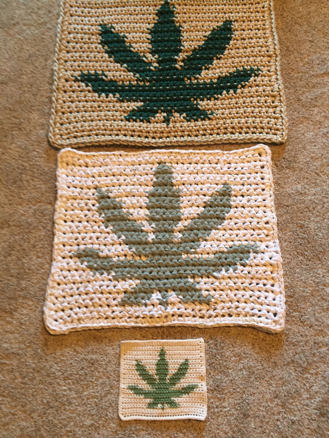 Crochet PATTERN Marijuana Leaf Rag Rug or Polyolefin Indoor Outdoor Mat ...
