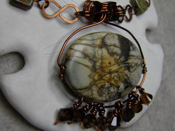 Wire Wrapped Agate Bangle Necklace | Etsy