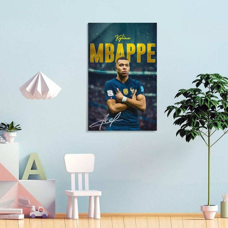 Soccer Superstar Kylian Mbappe Signed Wall Decor Poster Wall Art ...