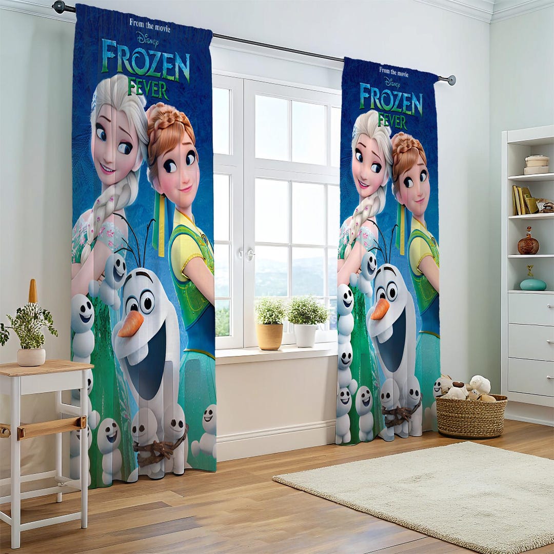 Frozen Fever Inspired Movie Curtains, Magical Ice Princess Sisters ...