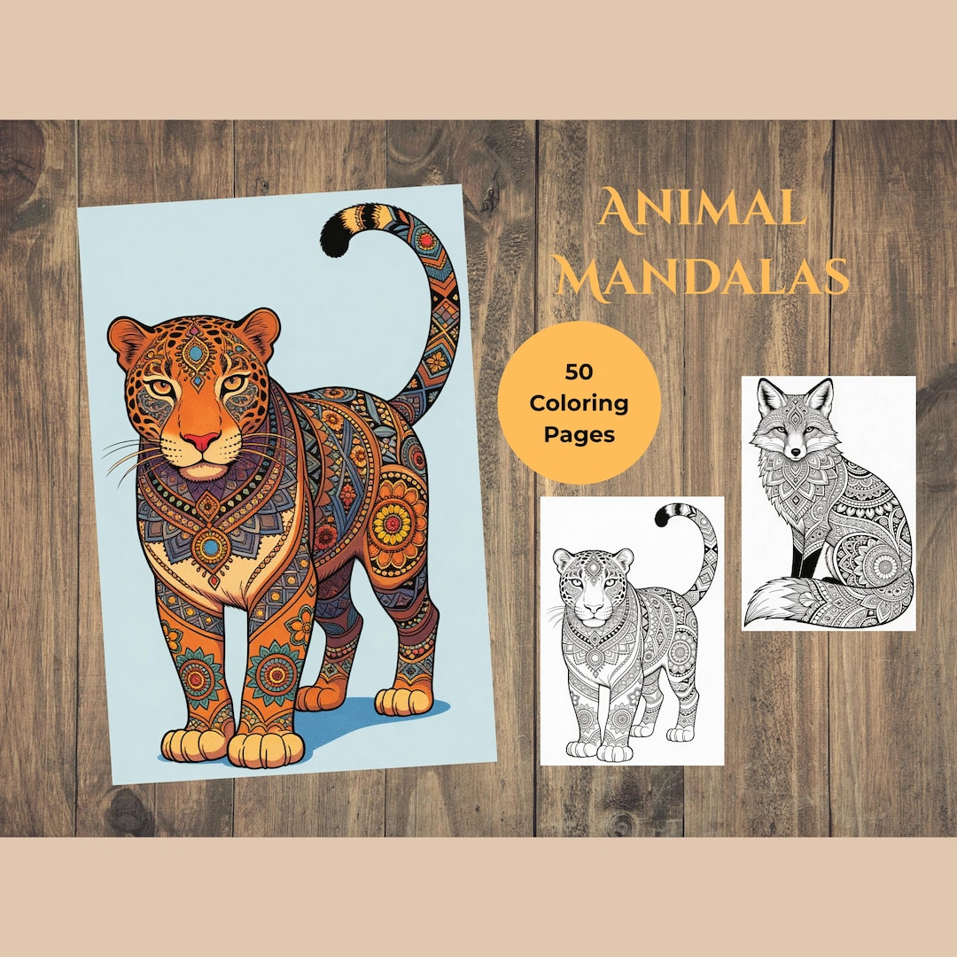 Animal Mandala Stress Relief Coloring Book | 50 Imaginative Coloring ...
