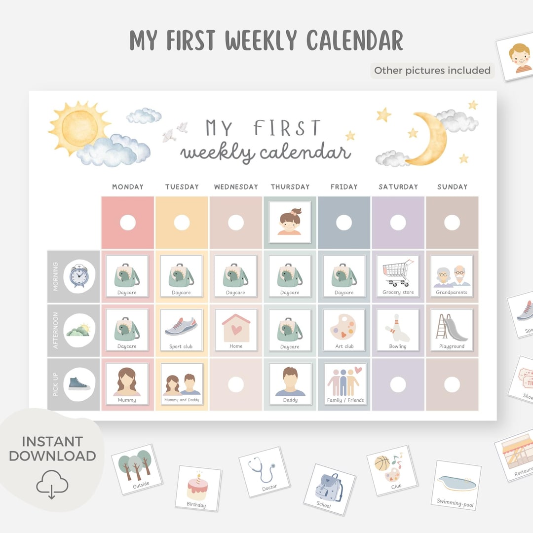 Toddler Calendar, Toddler Weekly Planner, Kids Weekly Schedule ...