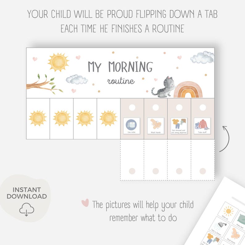 Morning and Bedtime Routine Flip Chart, Routine Chart for Toddlers ...