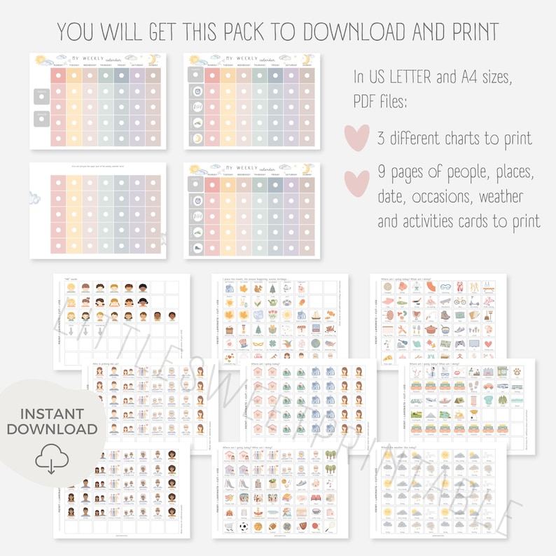 Weekly Calendar, Weekly Schedule for Kids, Visual Schedule, Daily ...