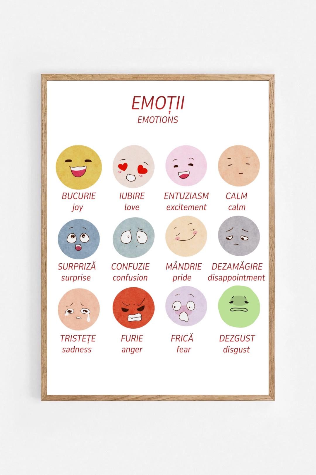 Emotions Educational Poster - Bilingual English and Romanian ...