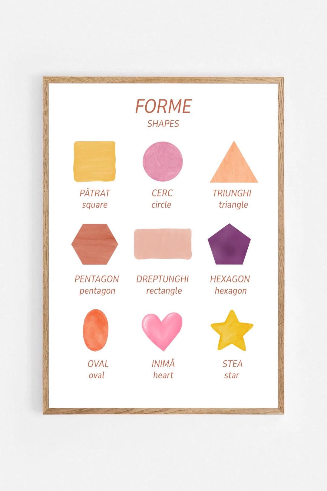 Shapes Educational Poster - Bilingual English and Romanian | Printable ...