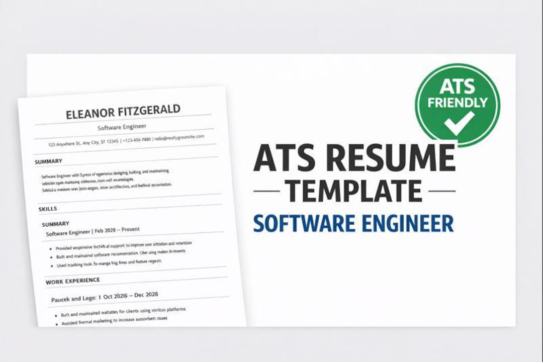 ATS Resume Template for Software Engineer Google Docs and Word US ...
