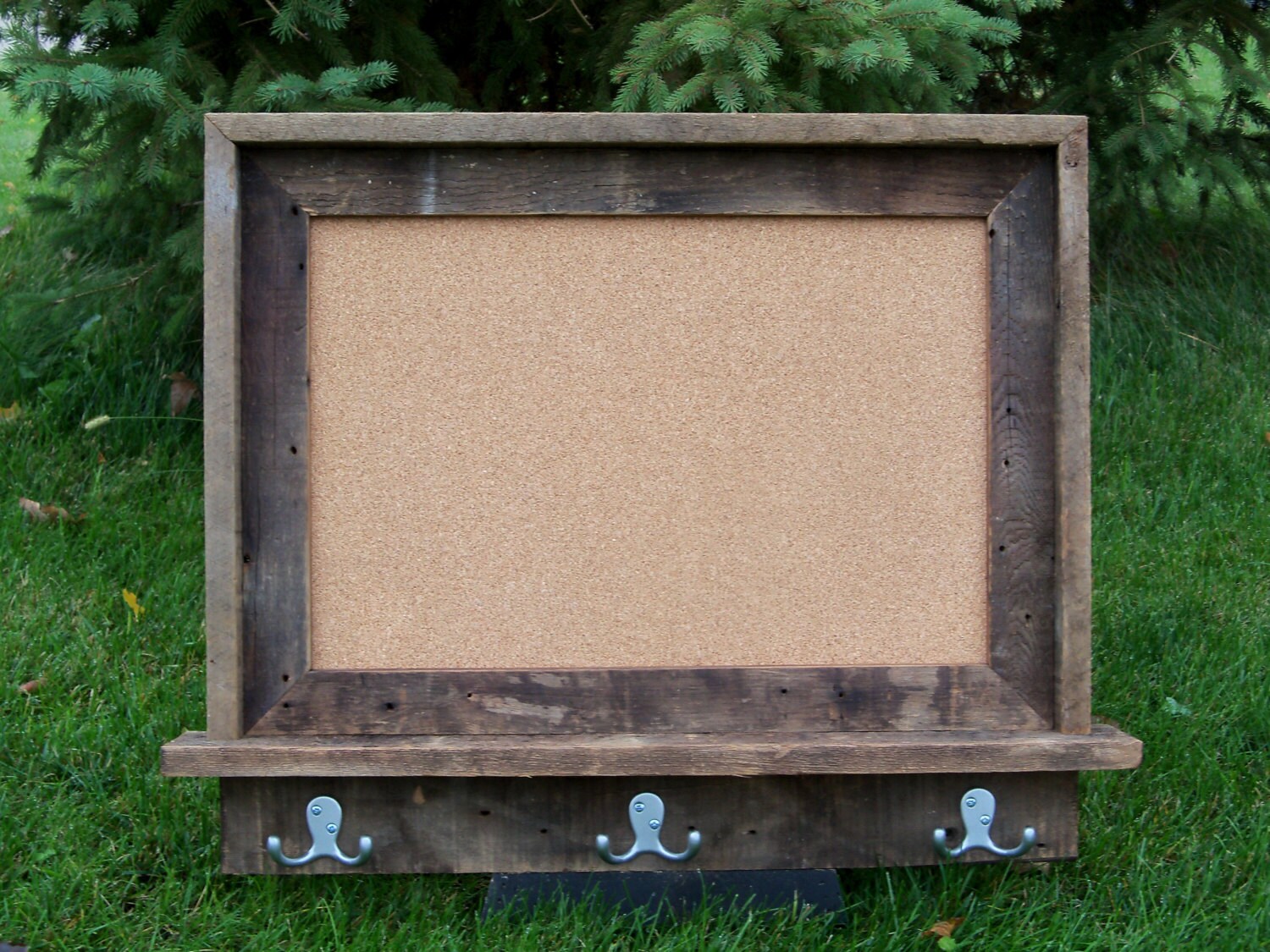 Custom Made Barnwood Framed Message Board With Coat Hooks - Etsy