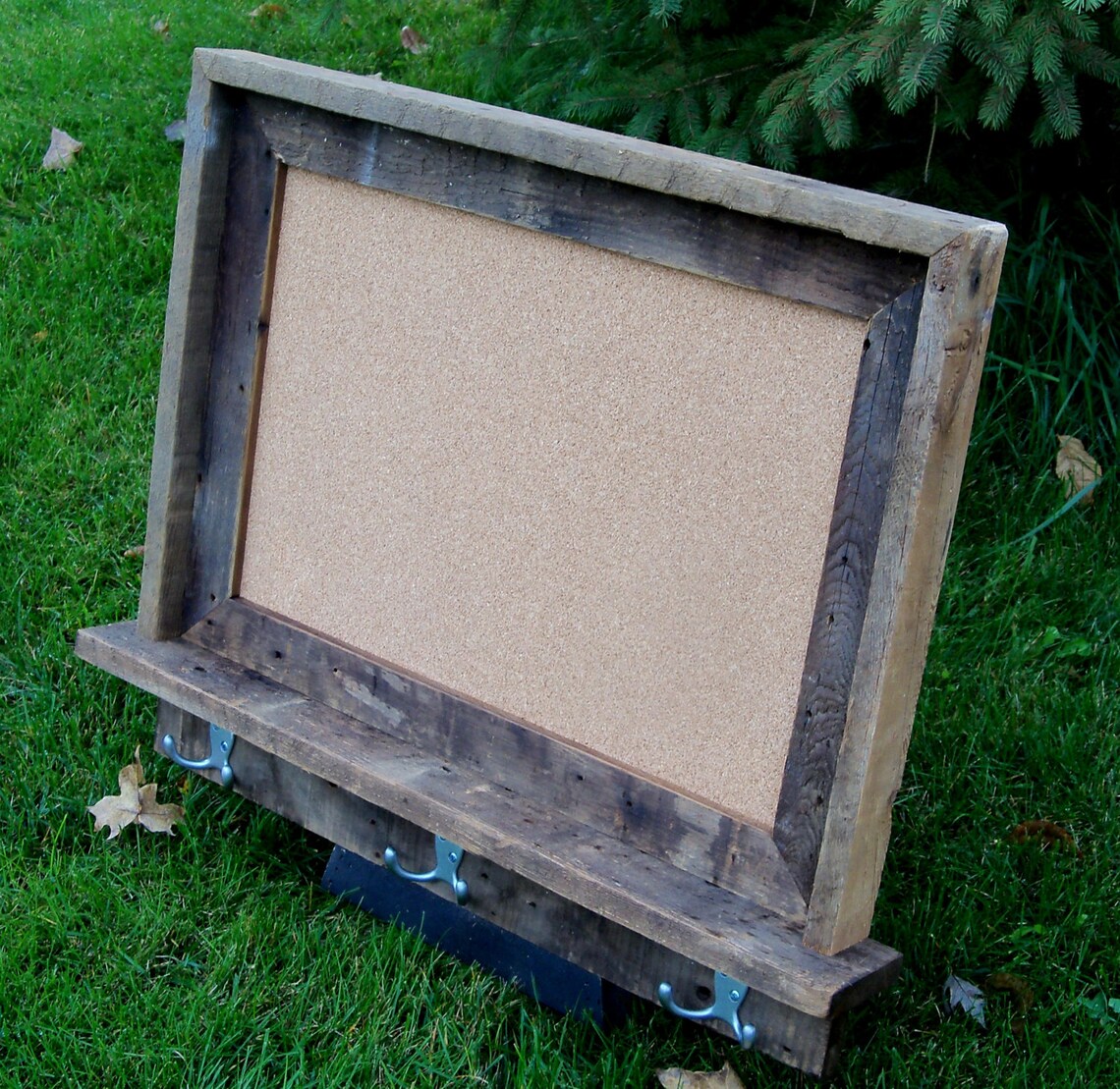 Custom Made Barnwood Framed Message Board With Coat Hooks - Etsy