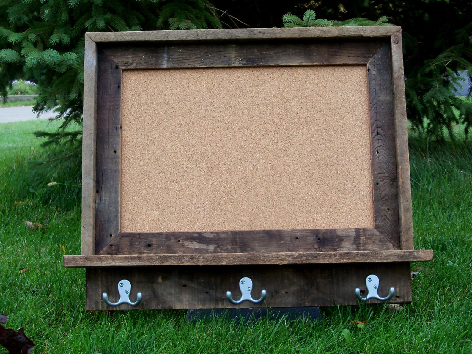 Custom Made Barnwood Framed Message Board With Coat Hooks - Etsy