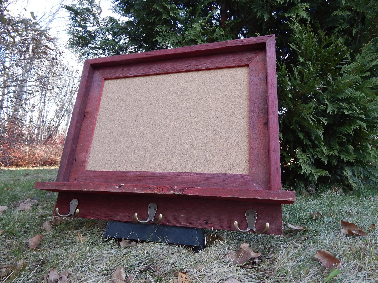 Custom Made Barnwood Framed Message Board With Coat Hooks - Etsy
