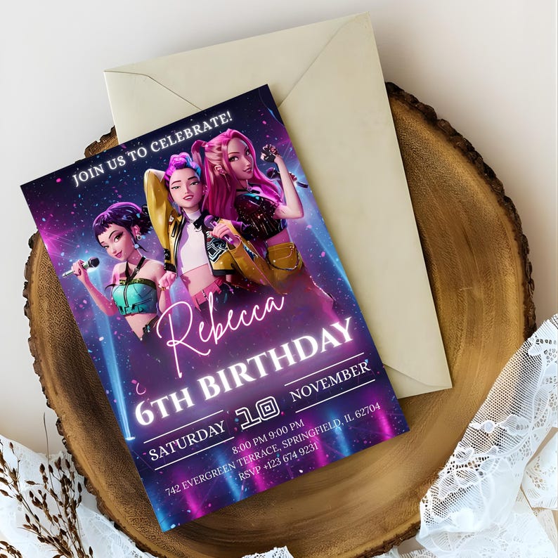 Kpop Demon Hunters Birthday Invitation, Editable Photo Canva Template ...