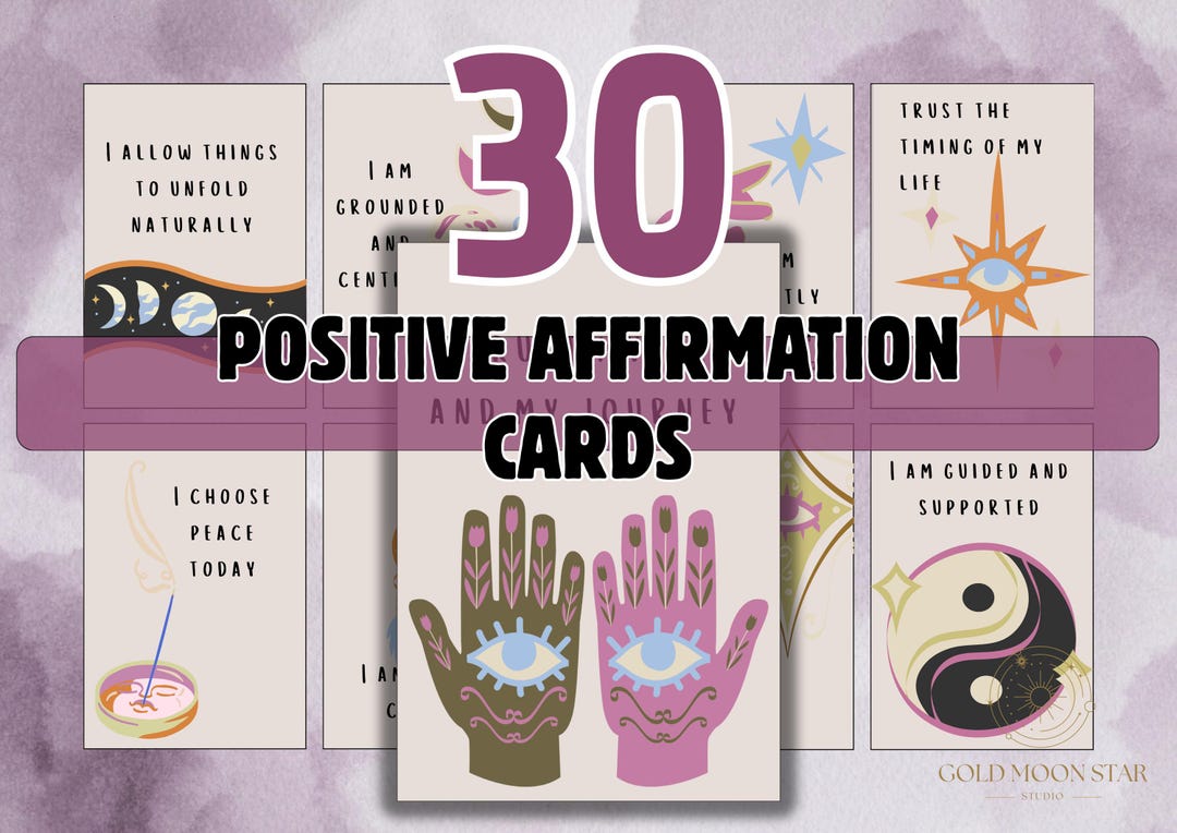 Printable Daily Affirmation Cards | 30 Digital Cards for Calm, Self ...
