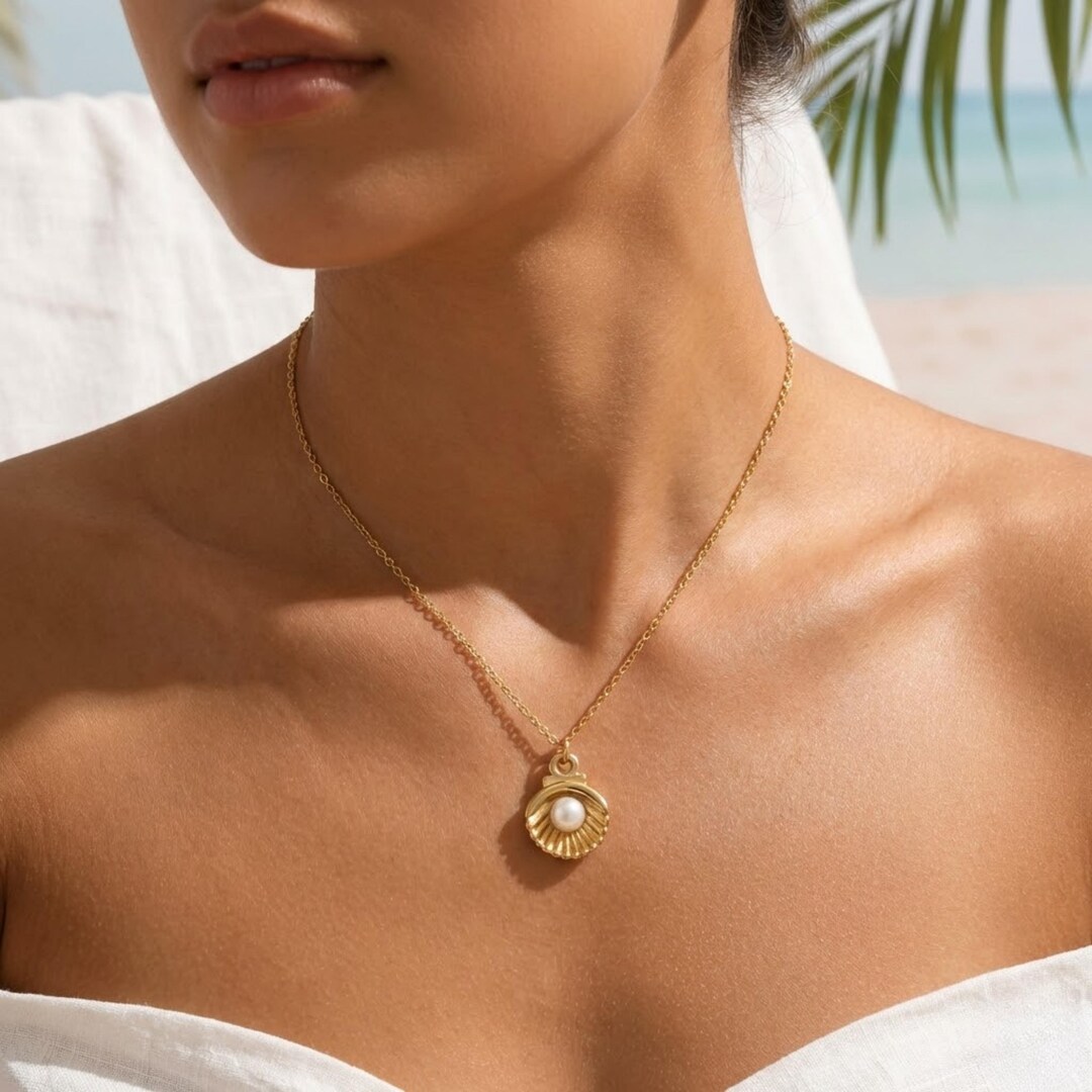 Pearl Sea Shell Necklace, Oyster Shell Pearl Necklace, Mothers Day ...