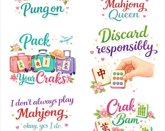 Funny Mahjong Sayings Clipart | Mahjong Tile PNG Bundle (digital ...