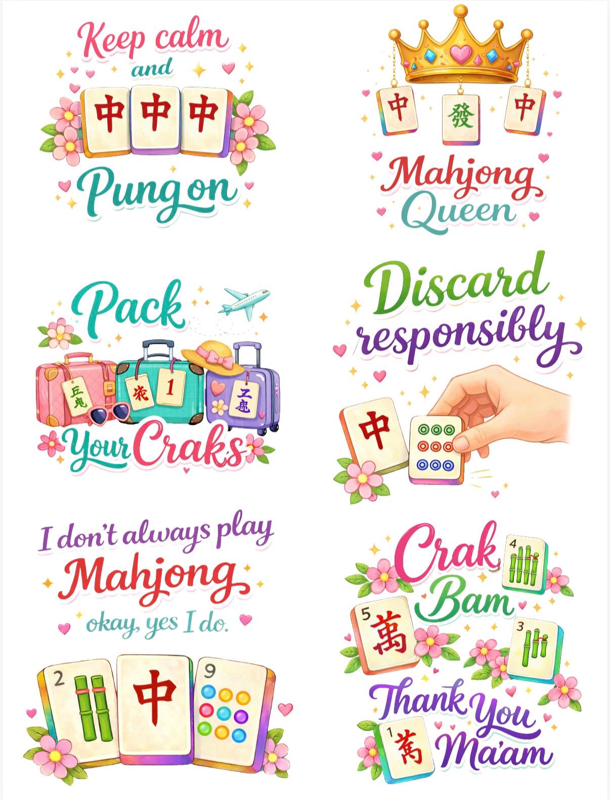 Funny Mahjong Sayings Clipart | Mahjong Tile PNG Bundle (digital ...