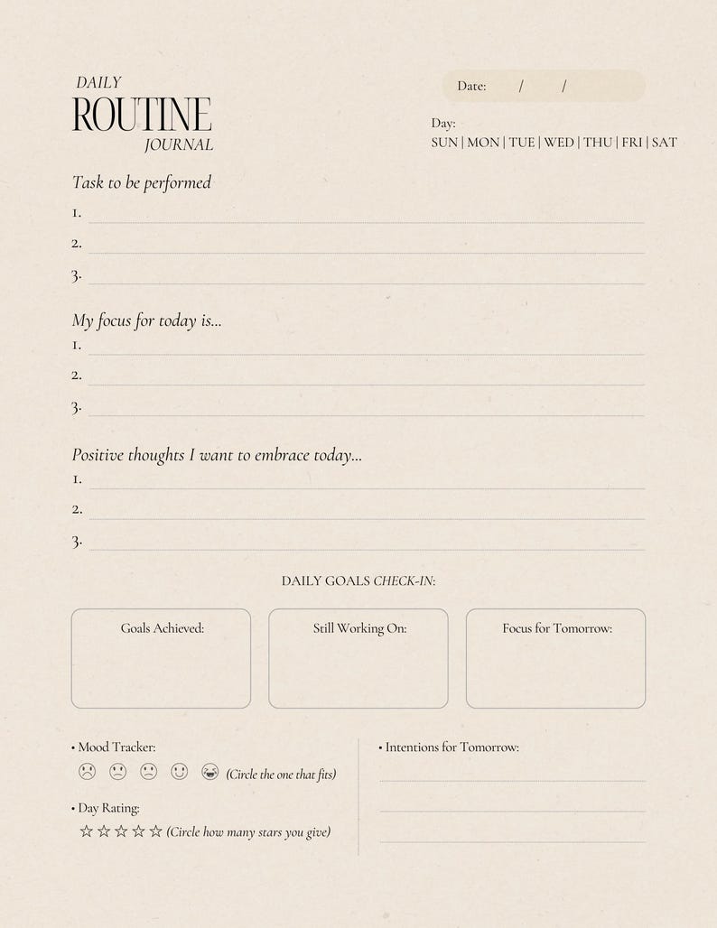 Mindful Daily Journal Printable | Gratitude & Routine Tracker (US ...